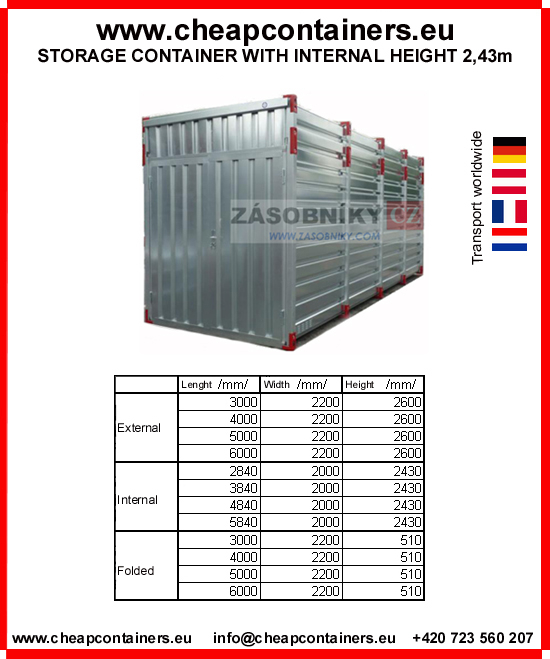 Storage containers with internal height 2,43m :: Containers